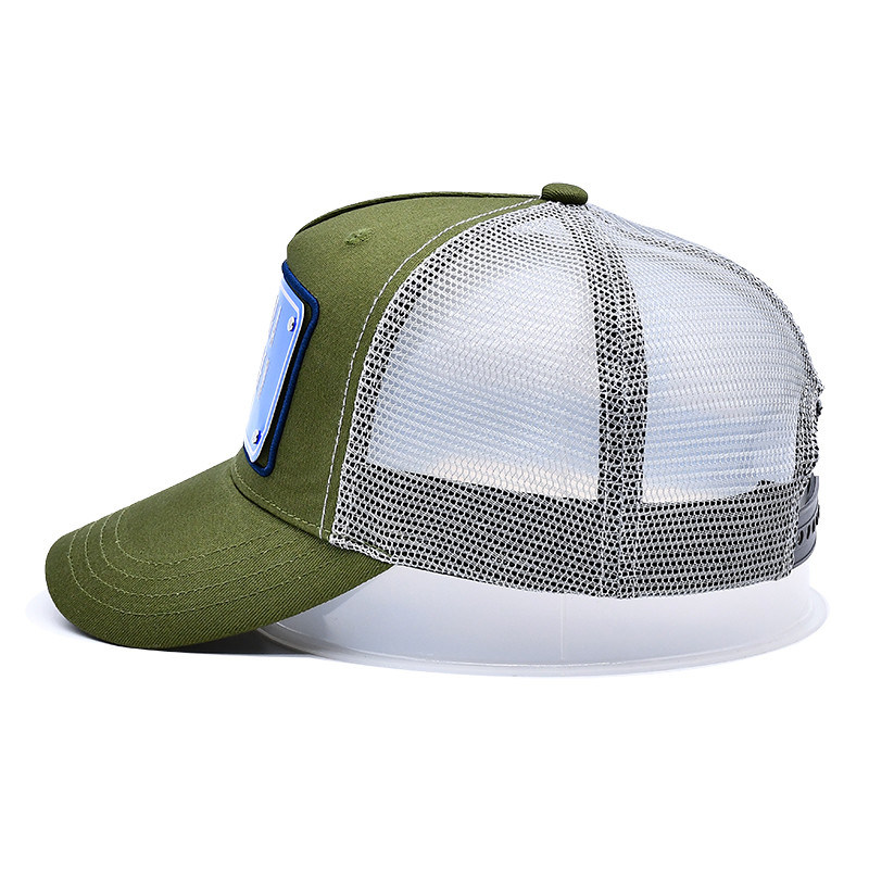 6 Eyelets Custom Logo 5 Panel Trucker Cap With Flat Curve / Little ...