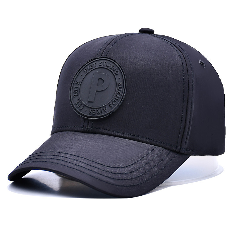 Curve Peak Five Panel Baseball Cap With Structured Rubber Patch Metal ...