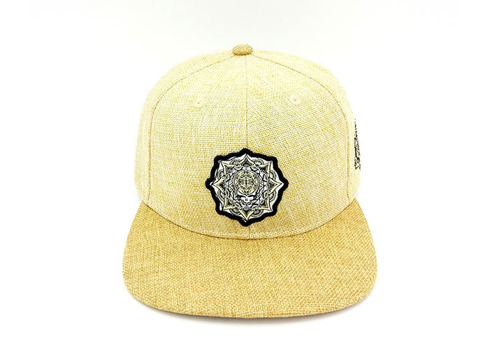 Yellow Flat Brim Snapback Hats Plant Fibre Dry And Breathable Suitable ...