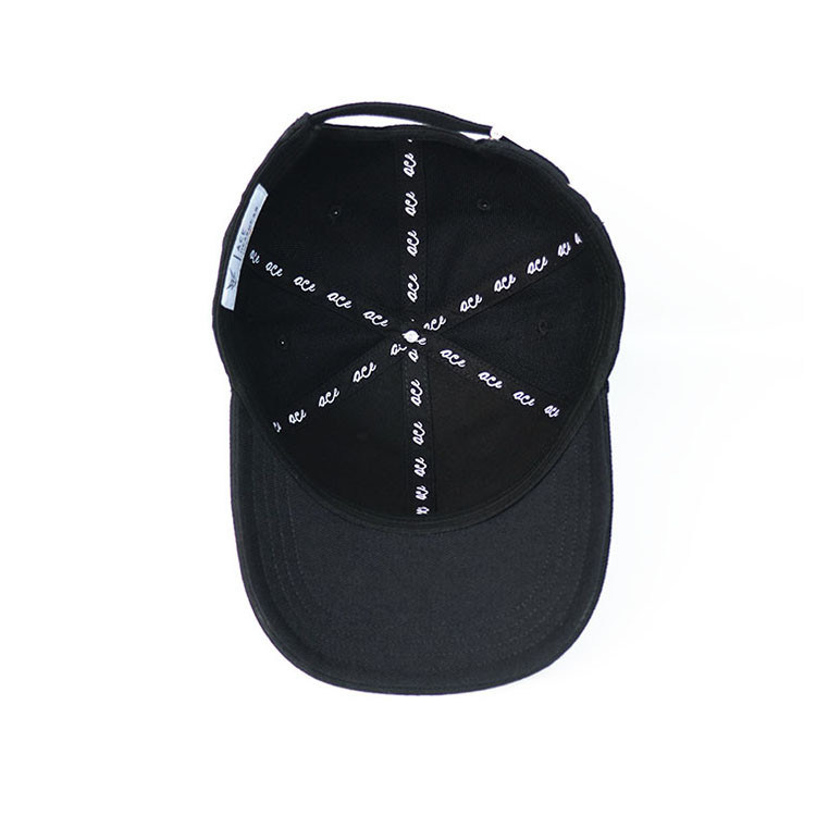 Custom design your own brand ACE inner tape printing black 6panel ...