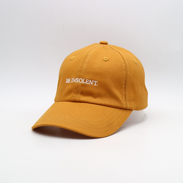 Adult Embroidered Baseball Caps Yellow And White Metal Back Closure