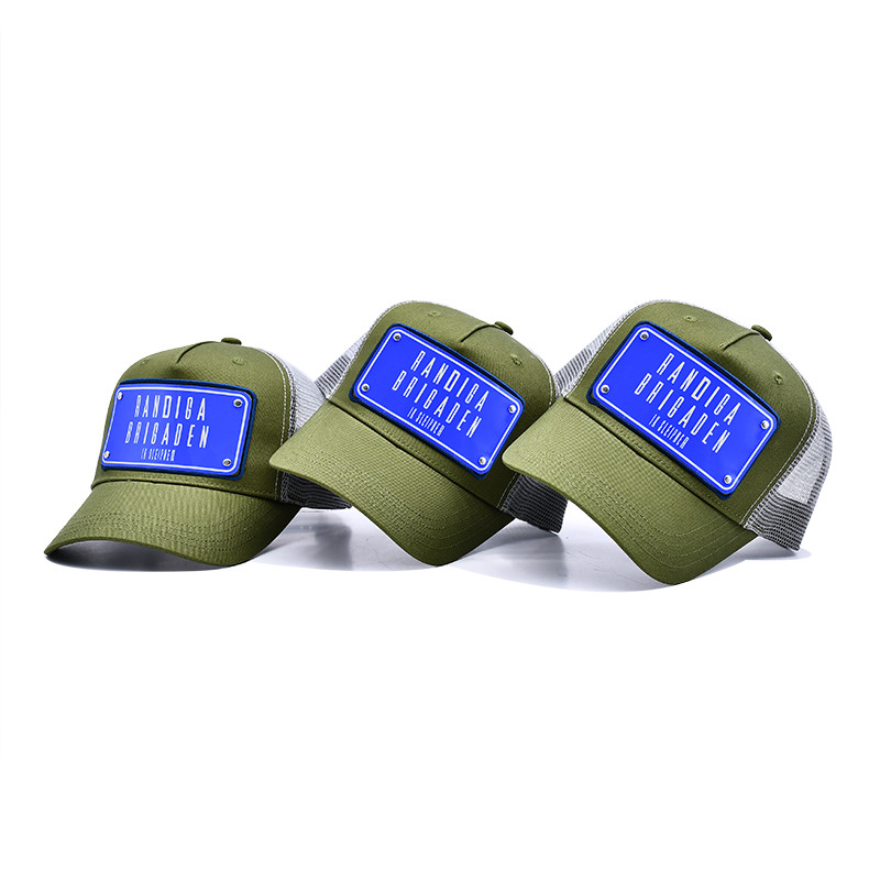 6 Eyelets Custom Logo 5 Panel Trucker Cap With Flat Curve / Little ...