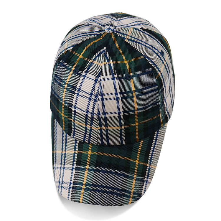 Fashion Checked Six Panel Plaid Baseball Hat / Unisex Baseball Caps ...