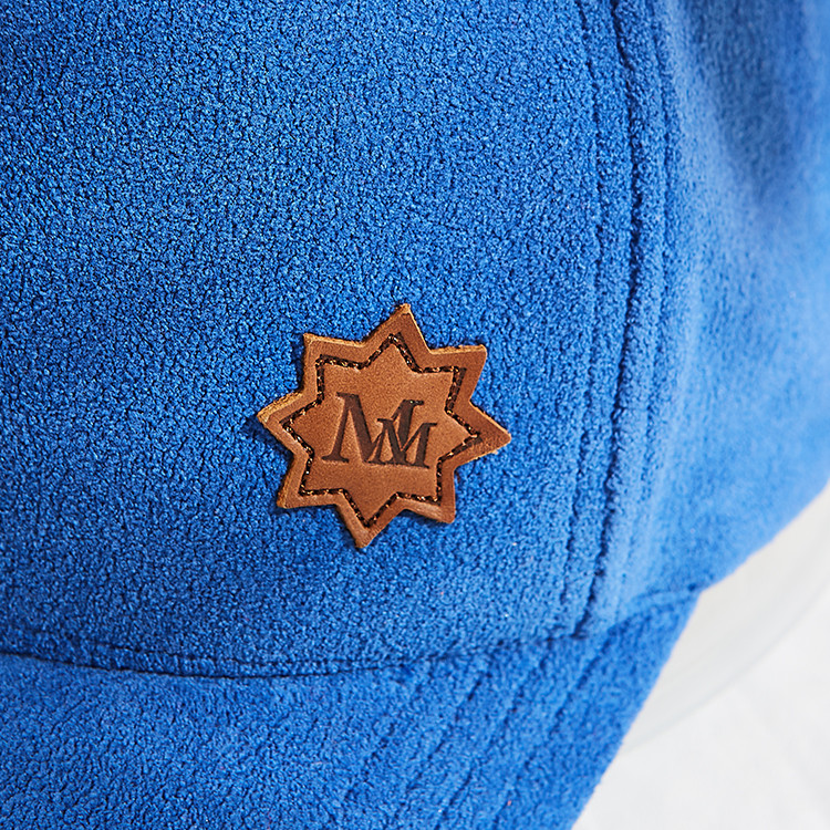Autumn Winter Polar Fleece Baseball Cap With Debossed Logo Leather Patch