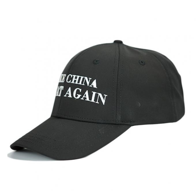 Metal Buckle Text Embroidered Baseball Caps / Black 6 Panel Baseball Caps