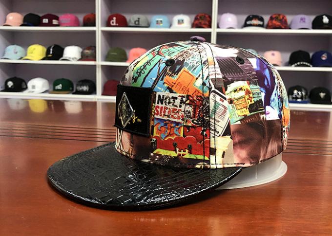 Fashionable Hip Hop Flat Snapback Cap Self - Fabric Strap Woven Label